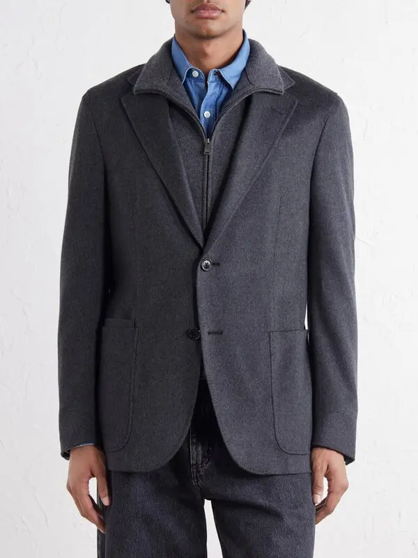 Zegna Oasi Cashmere-felt Blazer With Detachable Knitted Liner