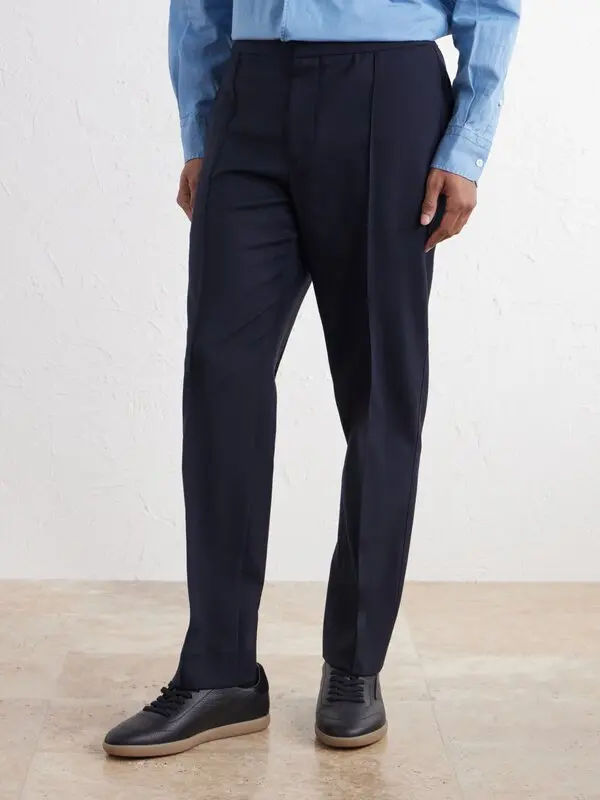 Zegna Tapered Pleated Wool-canvas Trousers