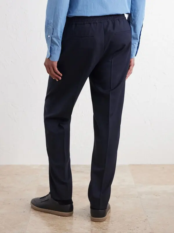 Zegna Tapered Pleated Wool-canvas Trousers