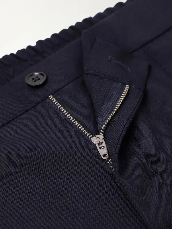 Zegna Tapered Pleated Wool-canvas Trousers