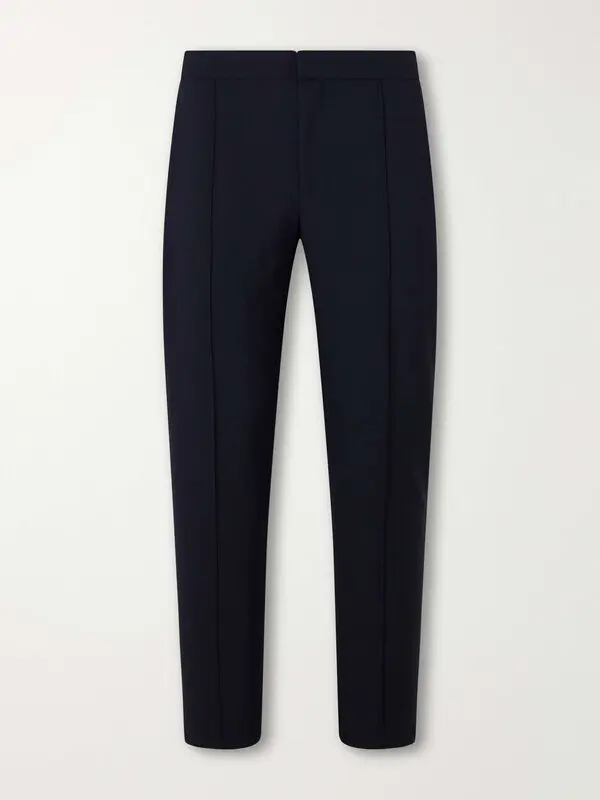 Zegna Tapered Pleated Wool-canvas Trousers