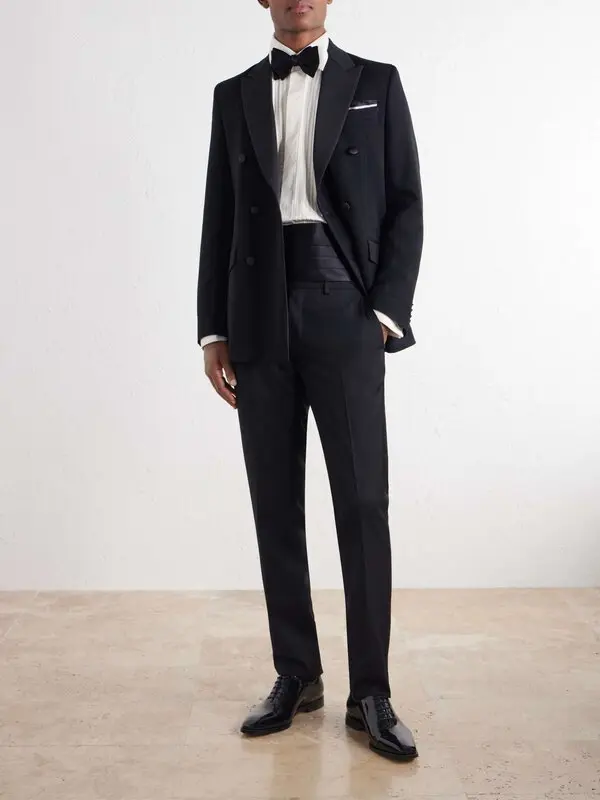 FAVOURBROOK Grosgrain-trimmed Double-breasted Wool Tuxedo Jacket
