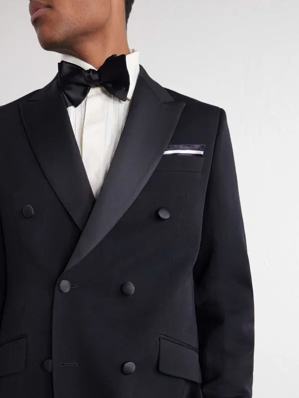 FAVOURBROOK Grosgrain-trimmed Double-breasted Wool Tuxedo Jacket