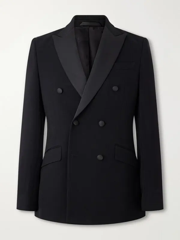 FAVOURBROOK Grosgrain-trimmed Double-breasted Wool Tuxedo Jacket