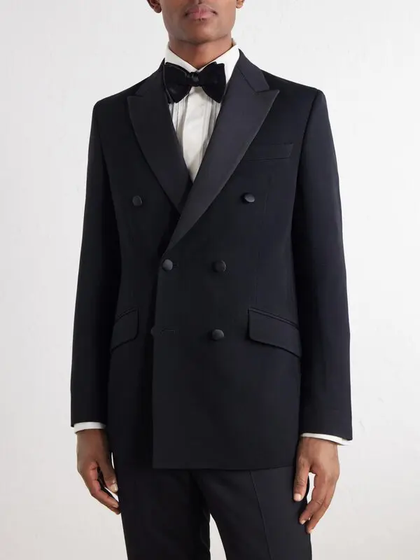FAVOURBROOK Grosgrain-trimmed Double-breasted Wool Tuxedo Jacket