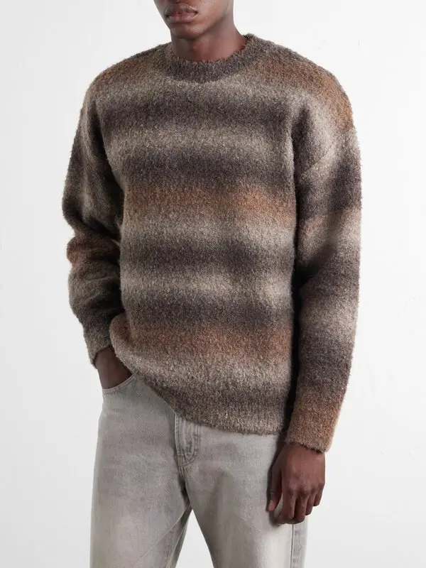 FRIZMWORKS Striped Bouclé Sweater - Brown