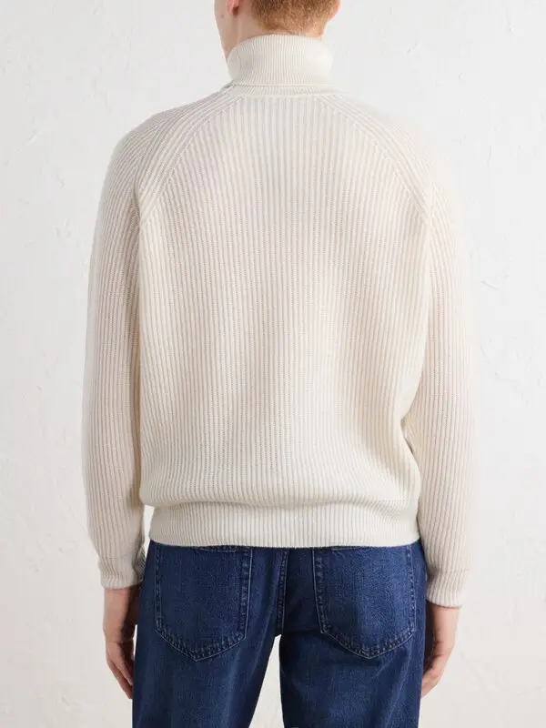 Canali Ribbed Cashmere Rollneck Sweater - Neutrals