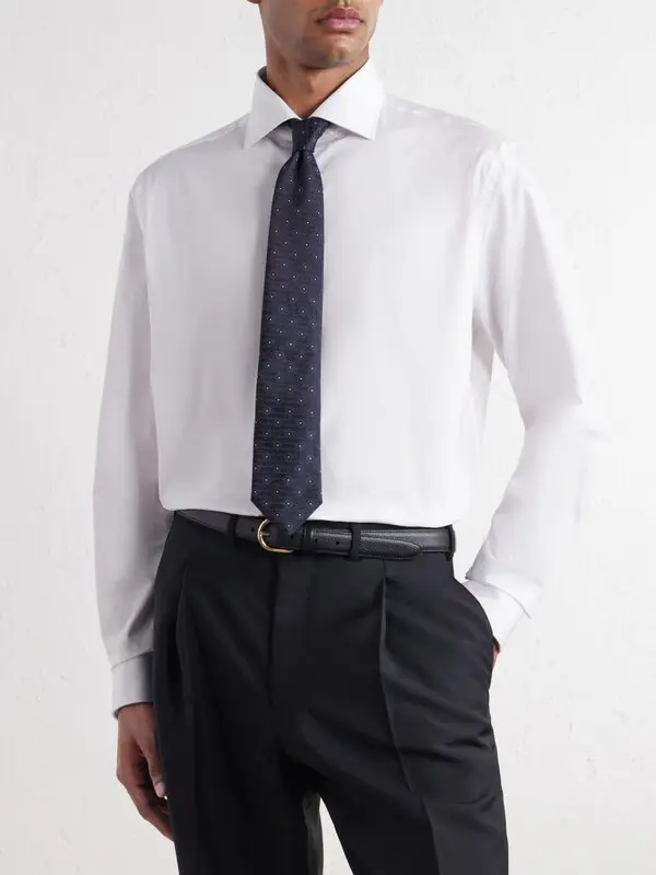 Canali Impeccabile Cutaway-collar Cotton-poplin Shirt