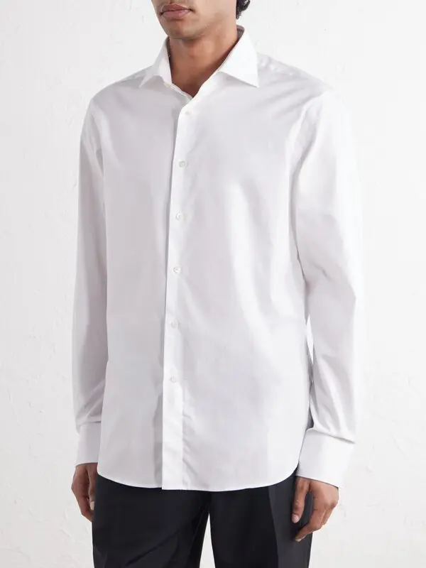 Canali Impeccabile Cutaway-collar Cotton-poplin Shirt