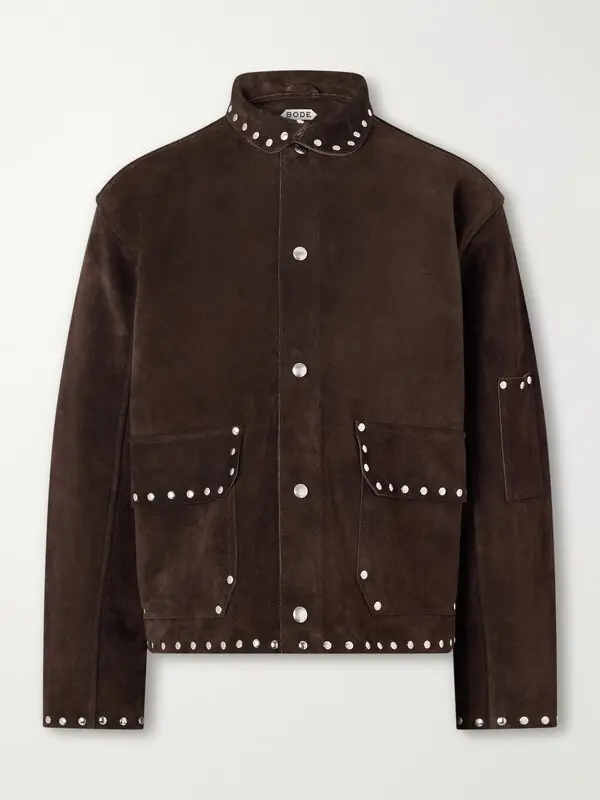 BODE Studded Suede Jacket - Brown