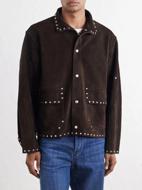 BODE Studded Suede Jacket - Brown