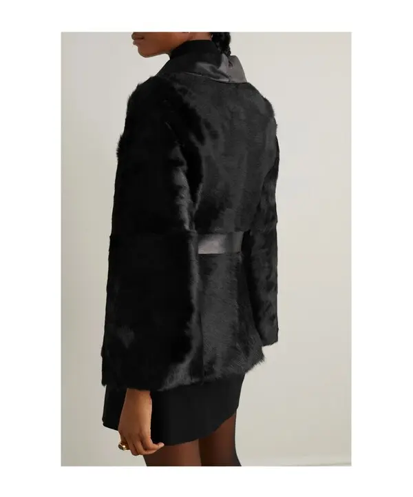 BY MALENE BIRGER Leather-trimmed Calf Hair Jacket