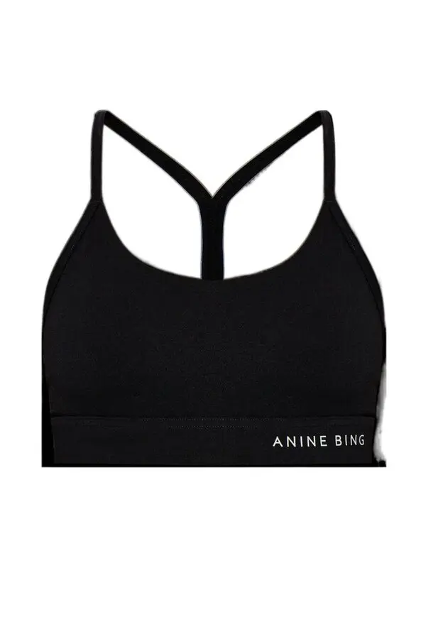 ANINE BING Eve Logo-print Racerback Sports Bra - Black