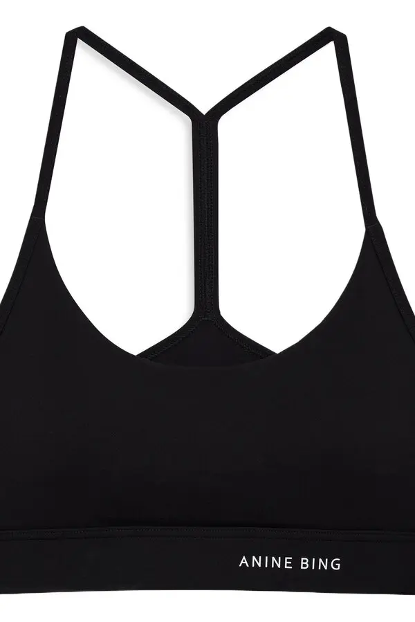 ANINE BING Eve Logo-print Racerback Sports Bra - Black