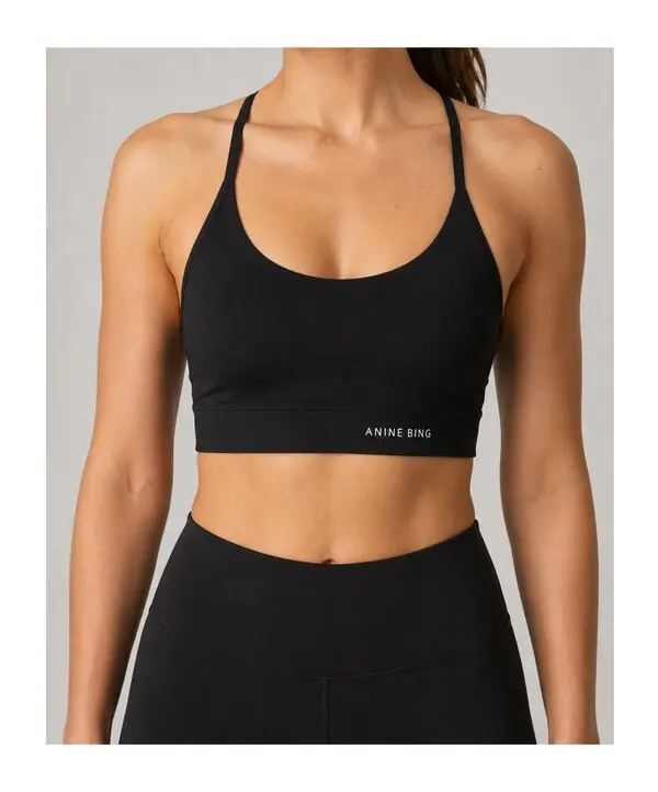 ANINE BING Eve Logo-print Racerback Sports Bra - Black