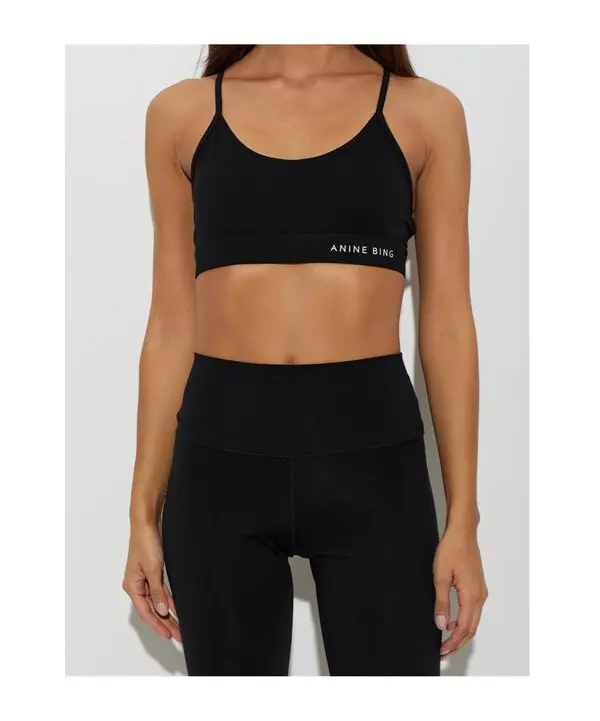 ANINE BING Eve Logo-print Racerback Sports Bra - Black
