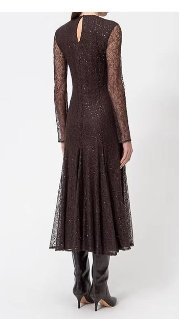 TWINSET Sequined Lace Long Sleeve Dress