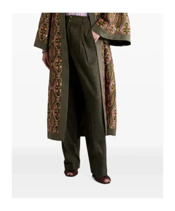 Etro Wool-blend Jacquard Trousers With Pegaso Buttons