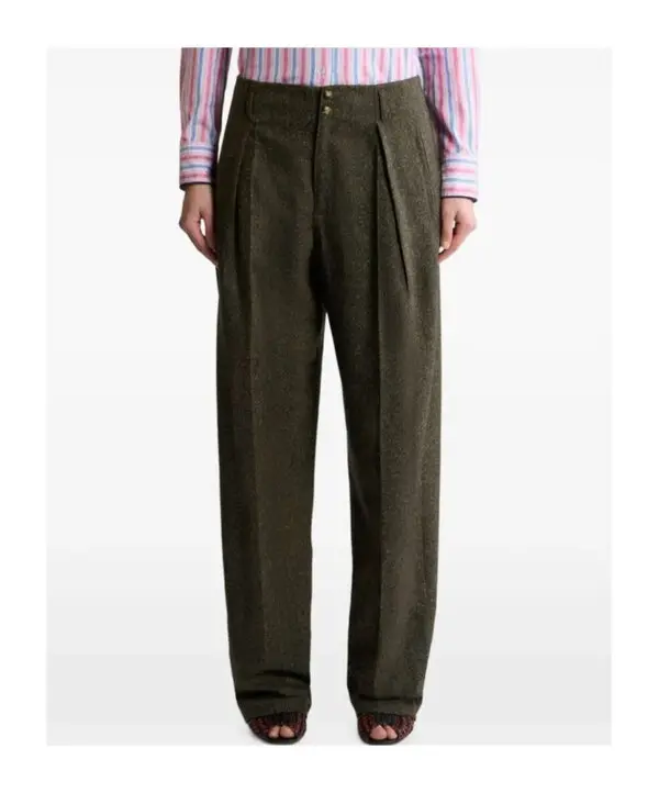 Etro Wool-blend Jacquard Trousers With Pegaso Buttons