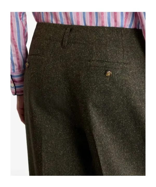 Etro Wool-blend Jacquard Trousers With Pegaso Buttons