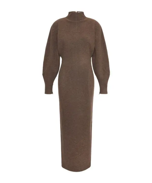 Max Mara Tenuta High Neck Knitted Dress - Mud