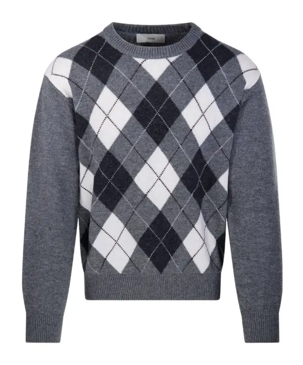 DUNST Argyle Crew Neck Knitted Sweater