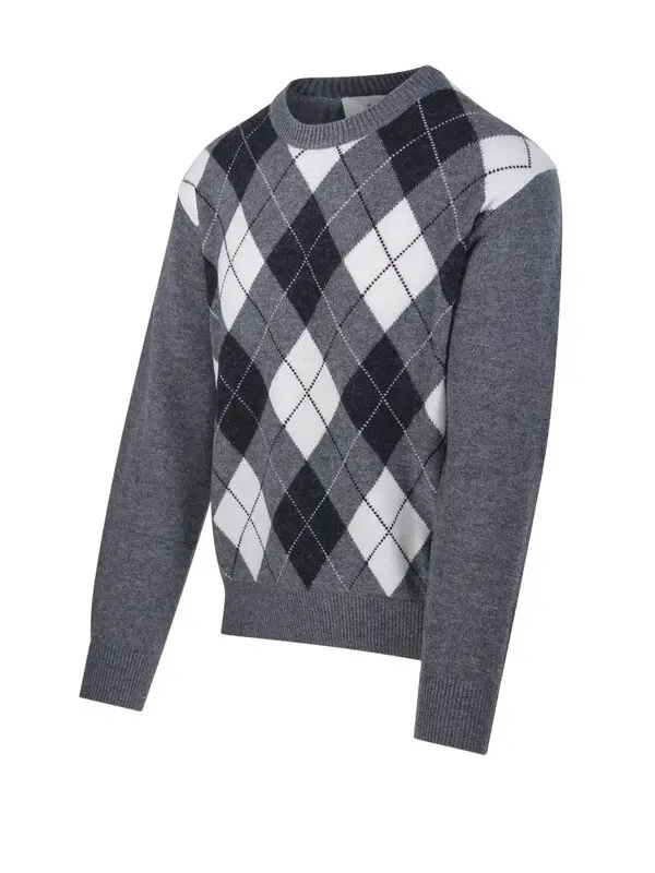 DUNST Argyle Crew Neck Knitted Sweater