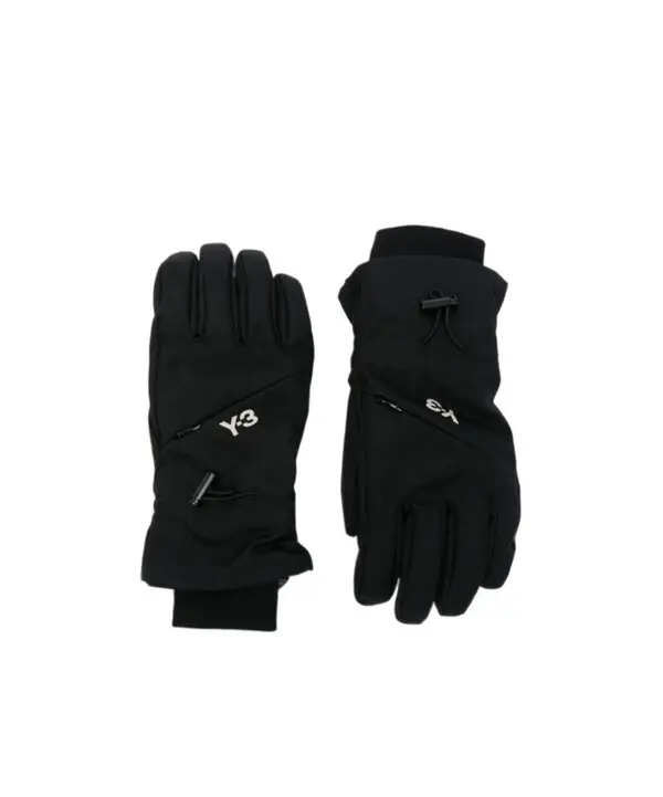 Y3 Logo-print Zip-detail Gloves - Black