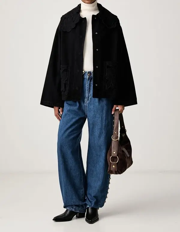 Farm Rio Stud-embellished Floral-embroidered Jeans