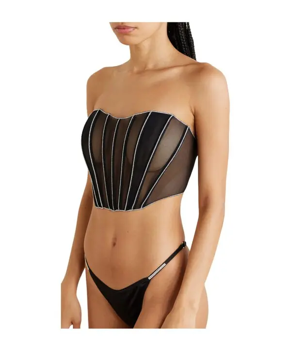 Oseree Metallic Mesh Corset Top