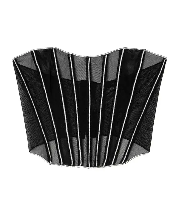 Oseree Metallic Mesh Corset Top - No