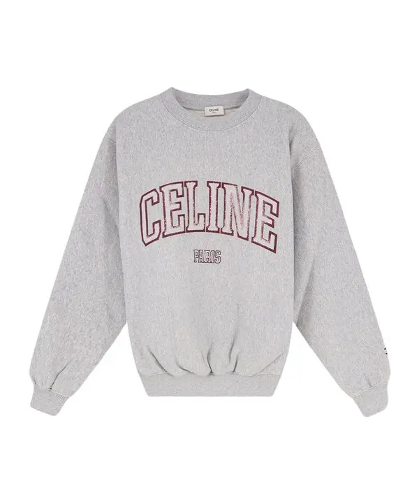 Celine Long-sleeve Sweatshirt - Grey/maroon/white
