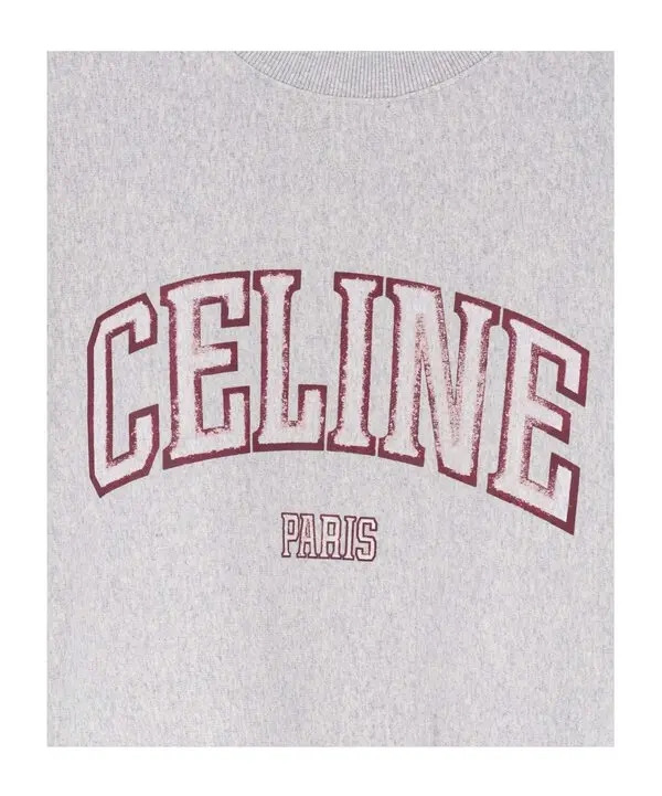 Celine Long-sleeve Sweatshirt - Grey/maroon/white