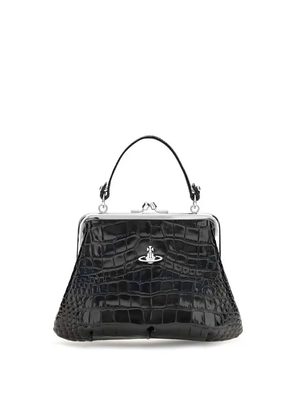 VIVIENNE WESTWOOD Granny Frame Crocodile Effect Handbag - Black
