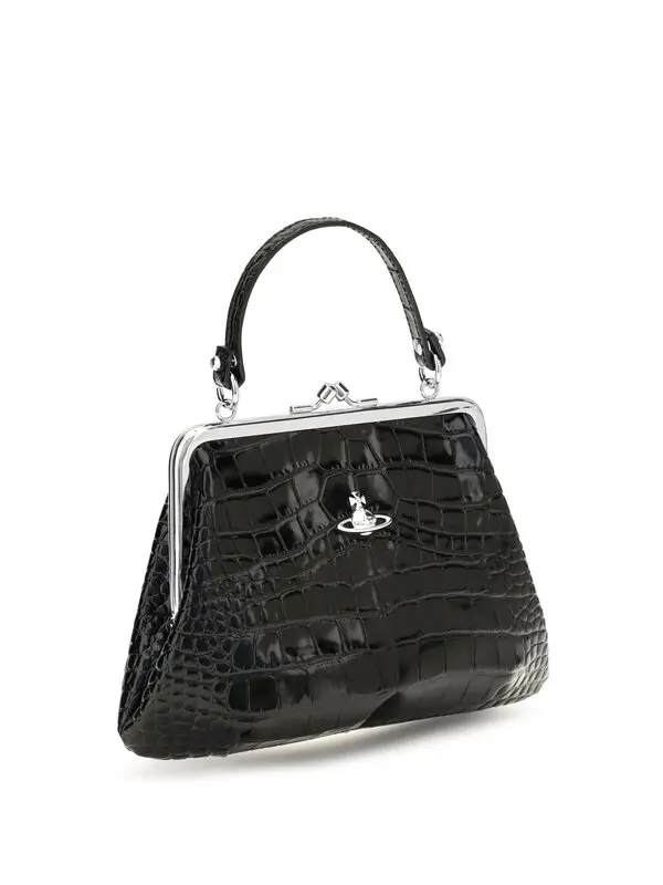 VIVIENNE WESTWOOD Granny Frame Crocodile Effect Handbag - Black