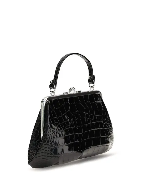 VIVIENNE WESTWOOD Granny Frame Crocodile Effect Handbag - Black