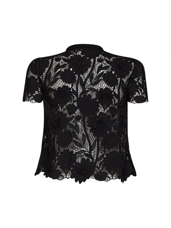 SELF-PORTRAIT Lace Tie Neck Top