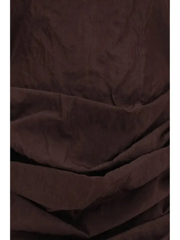 Magda Butrym Draped Mini Dress With High Collar - Brown
