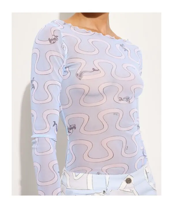 Emilio Pucci Onda Print Tulle Top