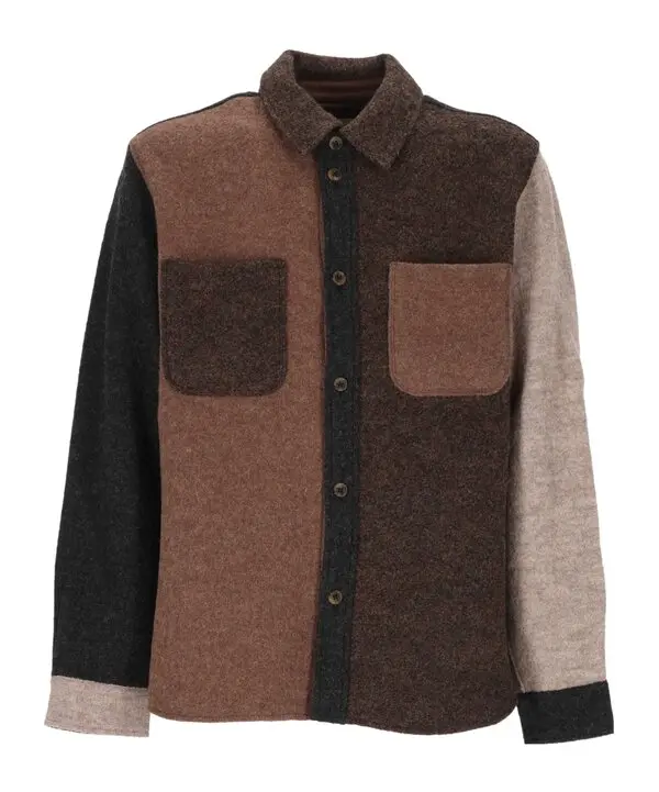 LES DEUX Colour-block Wool Overshirt