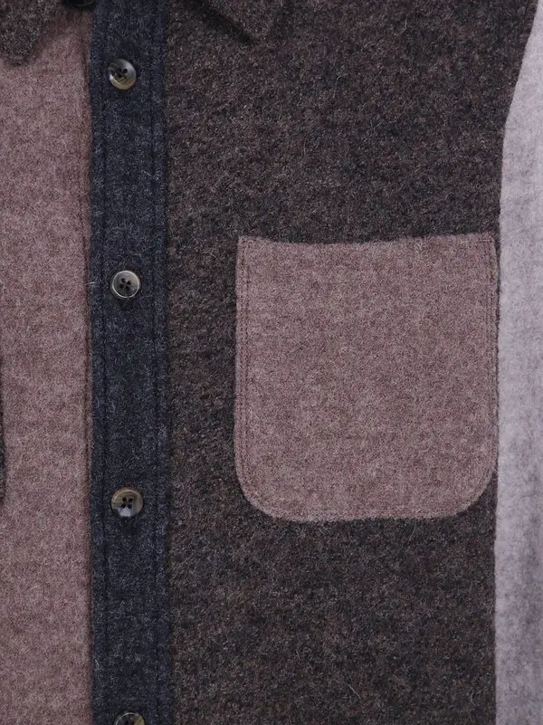 LES DEUX Colour-block Wool Overshirt