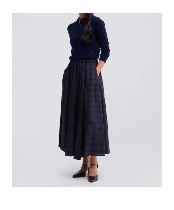 Aspesi Plaid Gatheredwaist Midi Skirt
