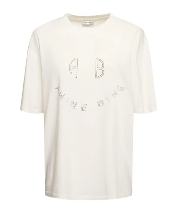 ANINE BING Kent Smiley Face Knitted T-shirt - White
