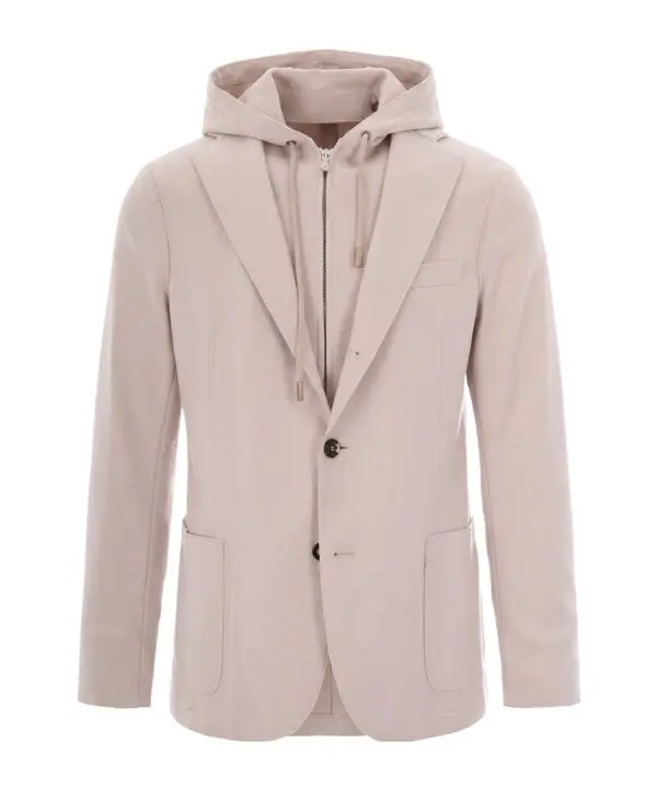 Eleventy Hooded Single-breasted Layered Jacket - No