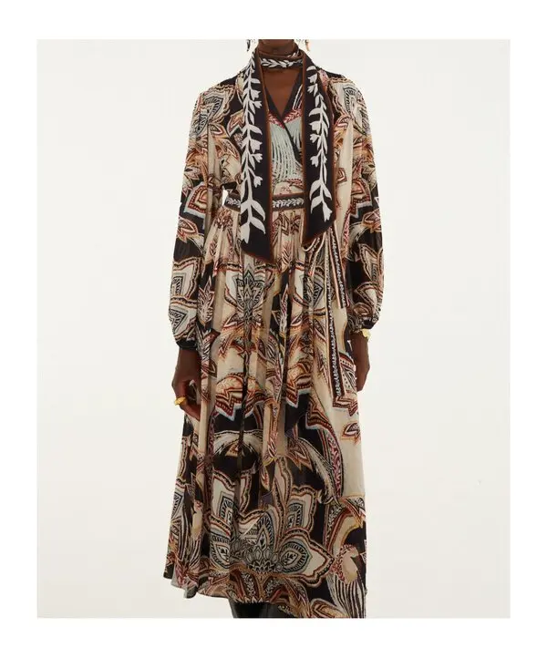 Farm Rio Printed V-neck Midi Dress