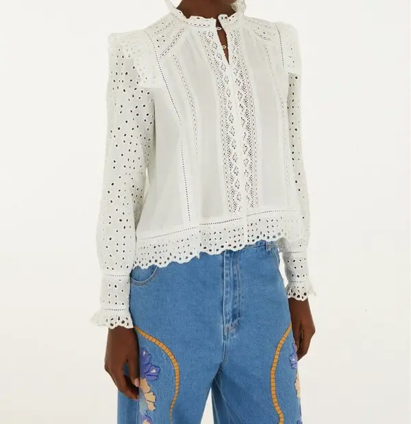 Farm Rio Cut-out Long-sleeve Shirt