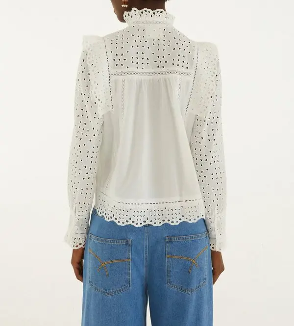 Farm Rio Cut-out Long-sleeve Shirt