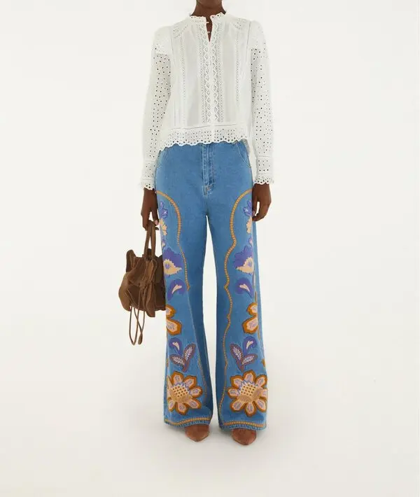 Farm Rio Cut-out Long-sleeve Shirt