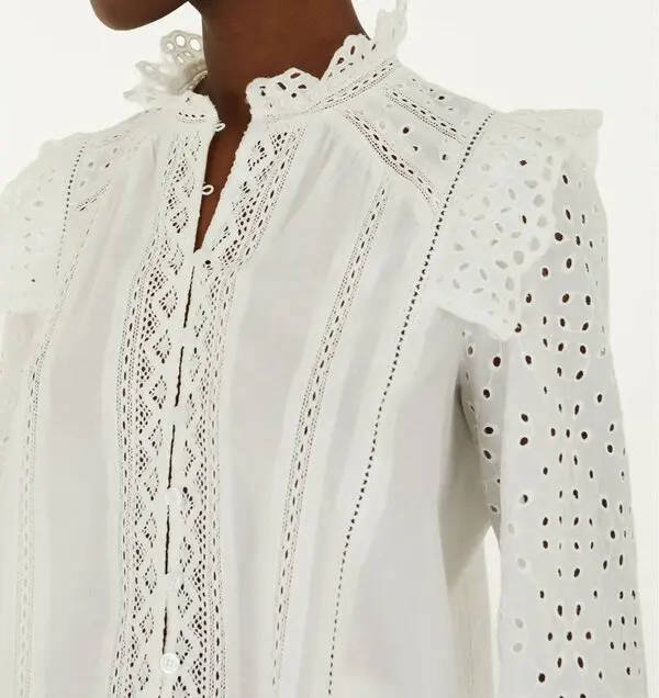 Farm Rio Cut-out Long-sleeve Shirt