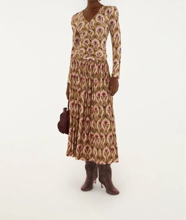 Farm Rio Pleated Midi Skirt